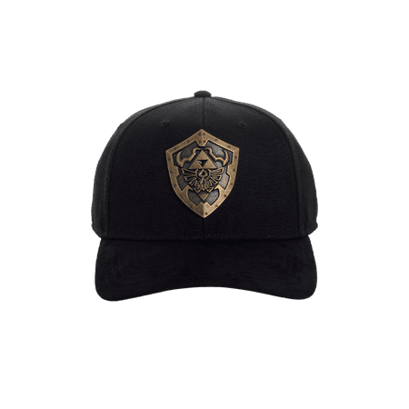 Nintendo Legend of Zelda Hylian Shield Brass Metal Badge Men S Black Precurve Snapback Hat ...